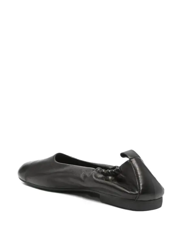 SUMMERY COPENHAGEN Gathered-ankle Ballet Flats - Black