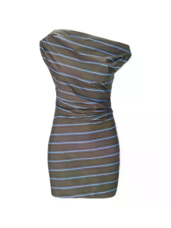 Staud Striped One-shoulder Mini Dress