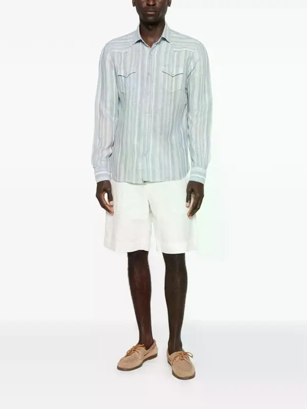 BARBA NAPOLI Striped Flap-pockets Shirt
