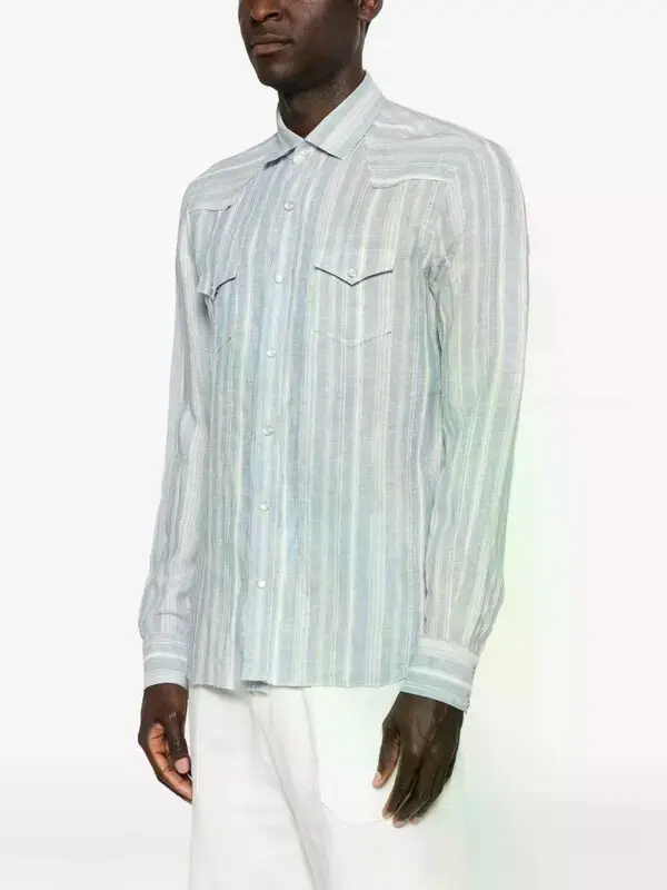 BARBA NAPOLI Striped Flap-pockets Shirt