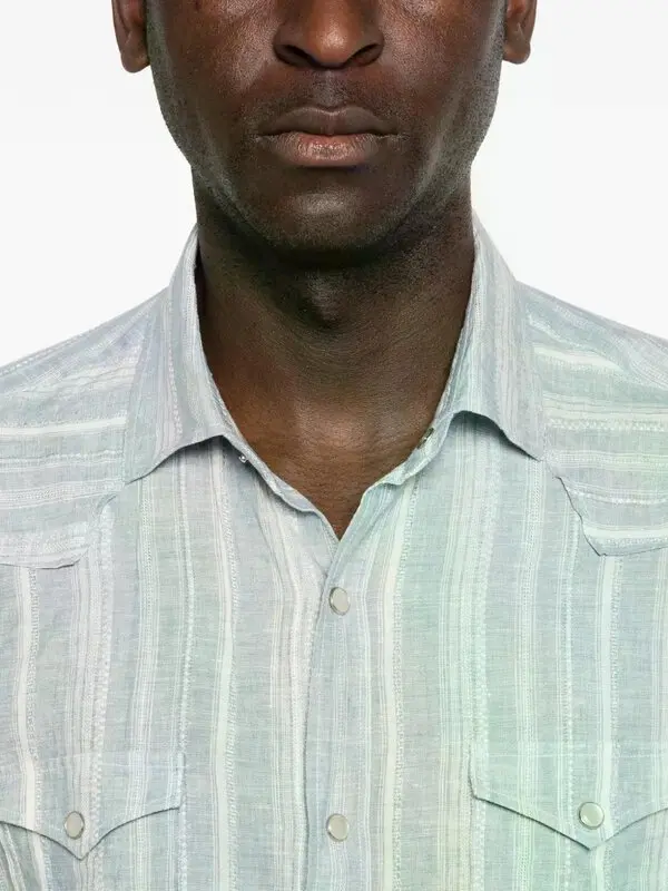 BARBA NAPOLI Striped Flap-pockets Shirt