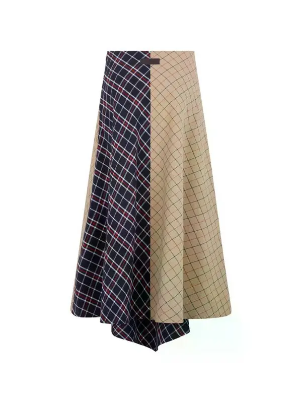 Barbour Check-pattern Asymmetric Skirt