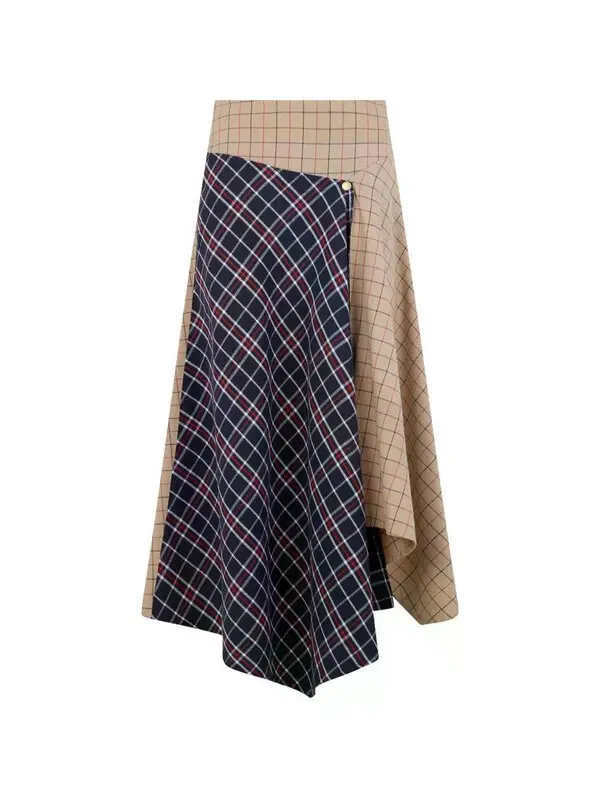 Barbour Check-pattern Asymmetric Skirt