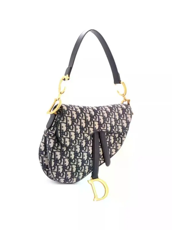 Dior Saddle Oblique Canvas Medium Shoulder Bag - Blue
