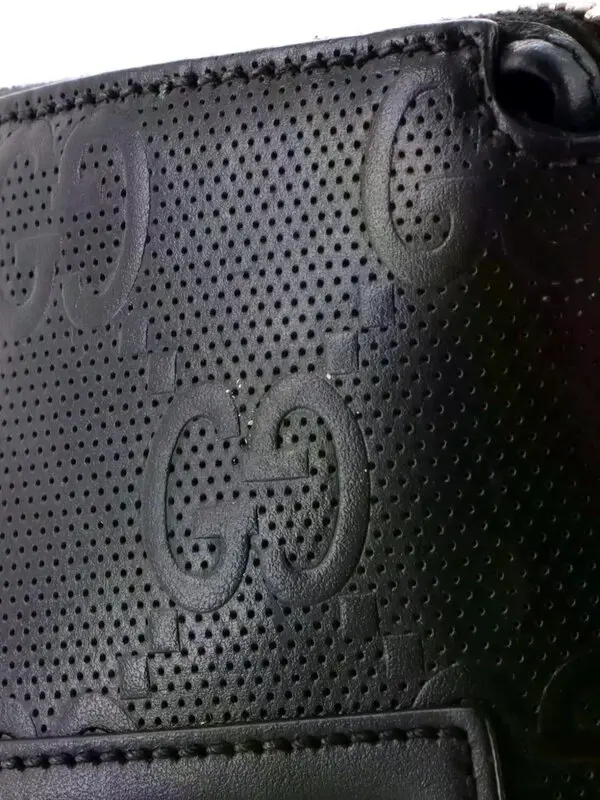 Gucci Front Zip Messenger Gg Embossed Perforated Leather Small Crossbody Bag