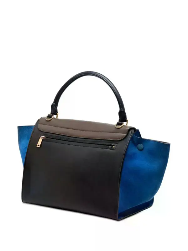 Celine 2012 Medium Tricolor Trapeze Satchel - Black