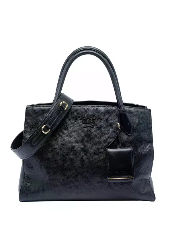 Prada Saffiano Cuir Monochrome Satchel - Black