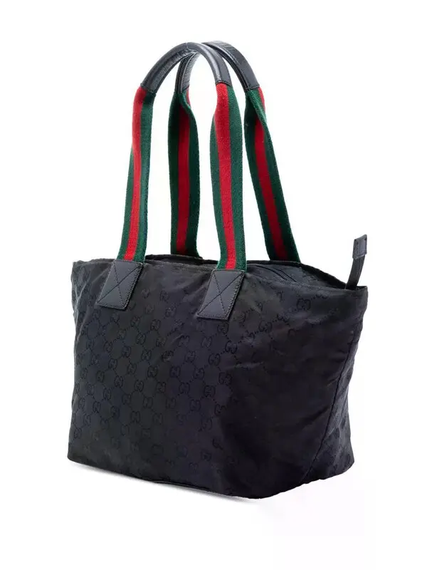 Gucci Gg Canvas Web Tote Bag - Black