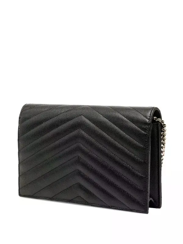 Saint Laurent 2017 Grain De Poudre Cassandre Envelope Chain Wallet - Black