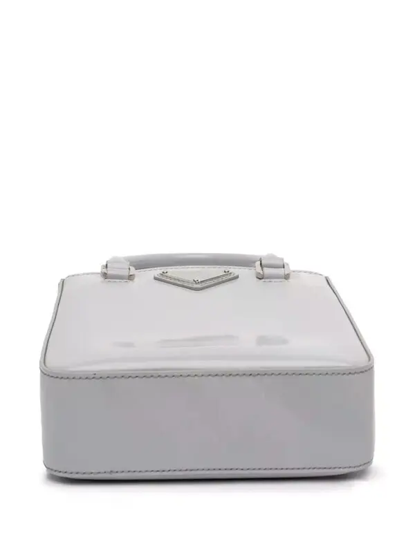 Prada Small Brushed Leather Tote Satchel - Grey