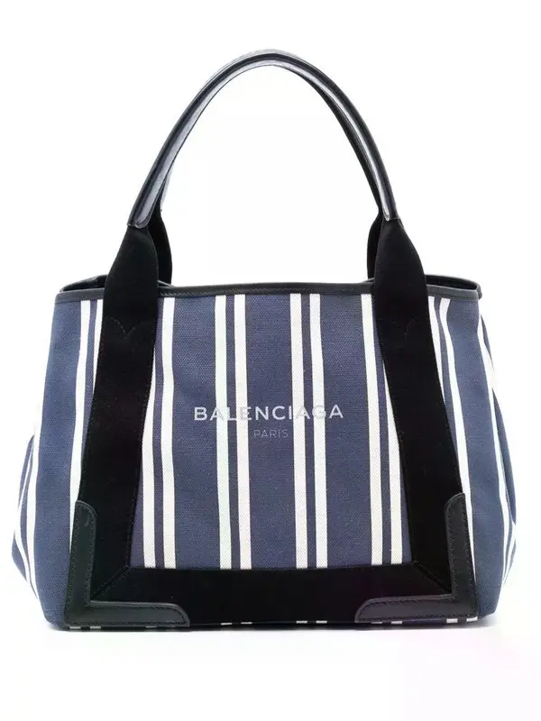 Balenciaga 2017 Canvas Striped Cabas S Tote Bag