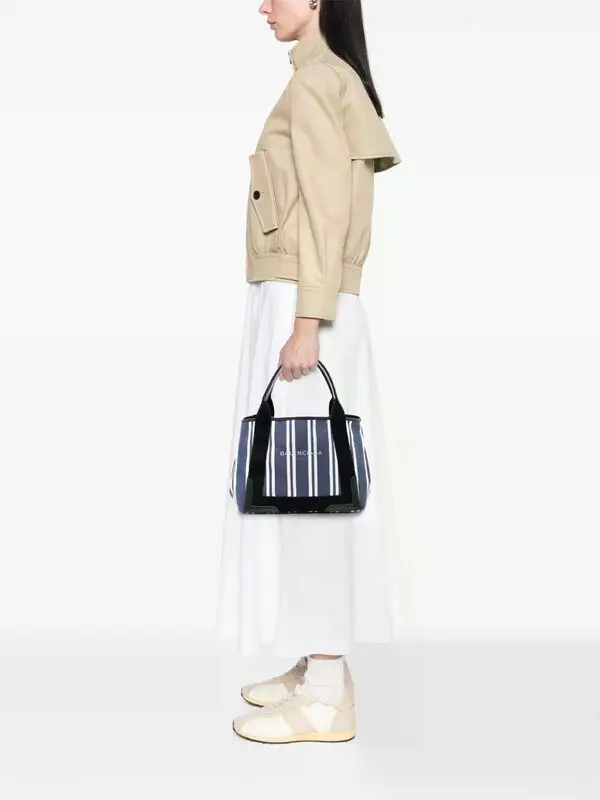 Balenciaga 2017 Canvas Striped Cabas S Tote Bag