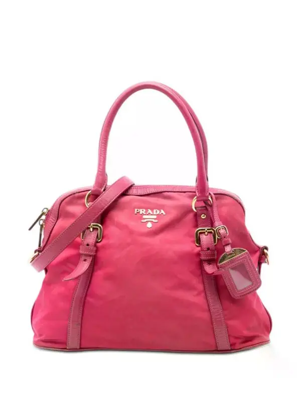 Prada Saffiano Trimmed Tessuto Dome Satchel