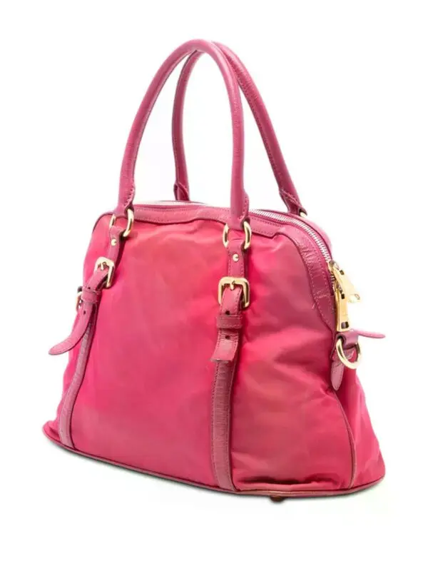 Prada Saffiano Trimmed Tessuto Dome Satchel