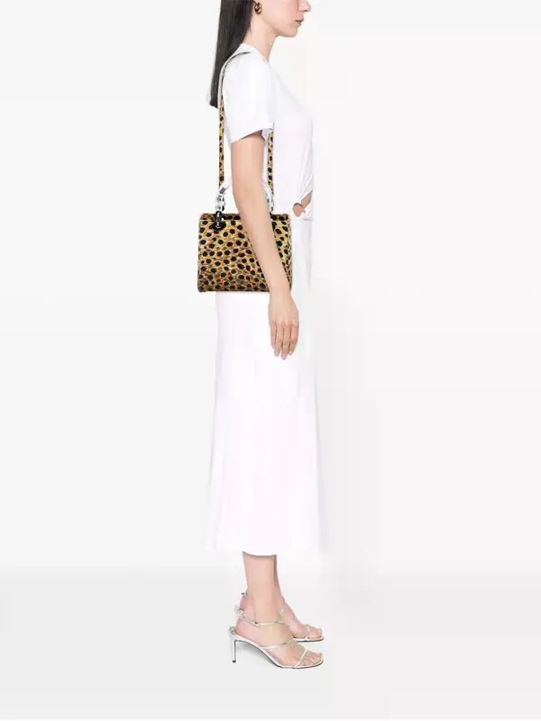 Dior 1999 Medium Leopard Print Lady Satchel - Brown