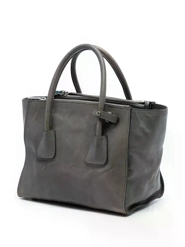 Prada Small Glace Calf Twin Pocket Satchel - Grey
