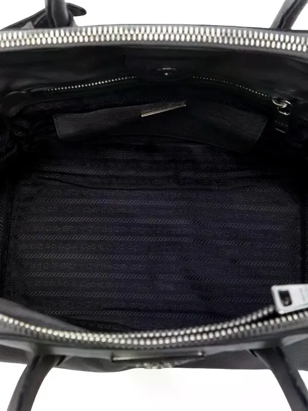 Prada Small Glace Calf Twin Pocket Satchel - Grey