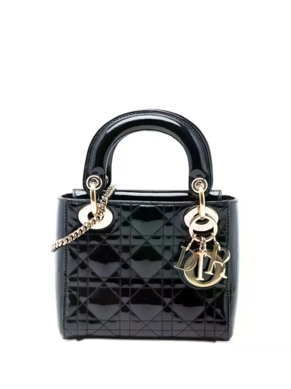Dior 2017 Mini Patent Cannage Lady Satchel - Black