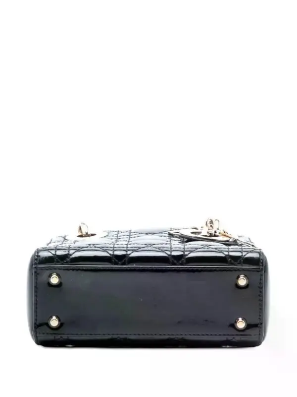 Dior 2017 Mini Patent Cannage Lady Satchel - Black