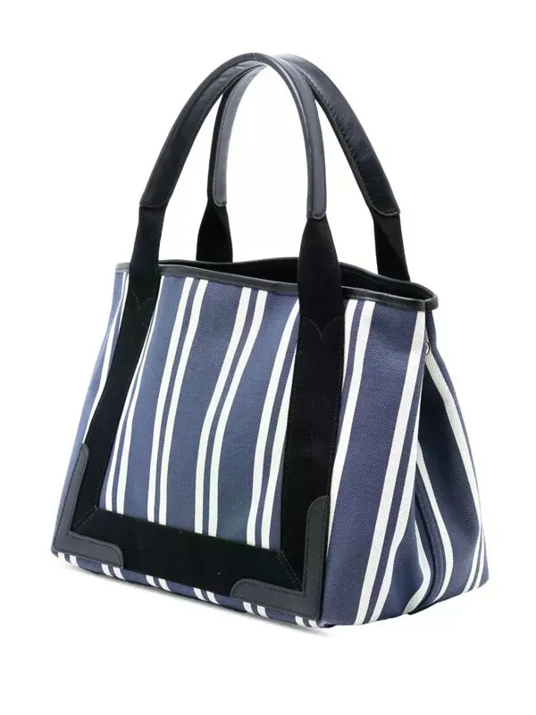 Balenciaga 2017 Canvas Striped Cabas S Tote - Blue