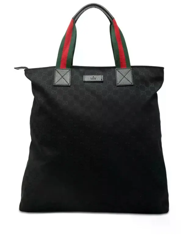 Gucci Gg Canvas Web Vertical Tote Bag