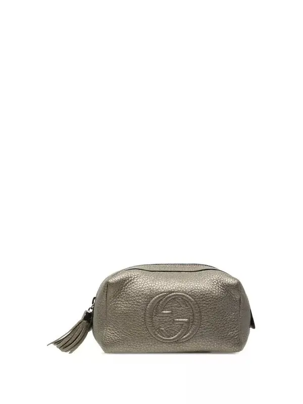 Gucci Metallic Leather Soho Cosmetic Pouch - Grey