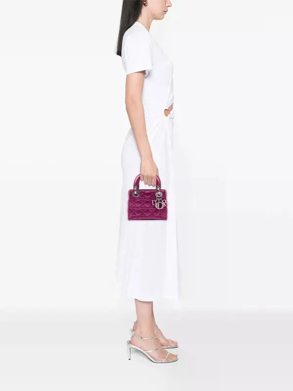Dior 2011 Mini Satin Cannage Lady Satchel - Pink