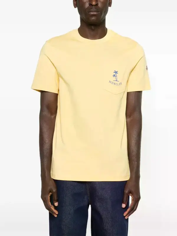 Moncler Palm Tree Pocket T-shirt - Yellow