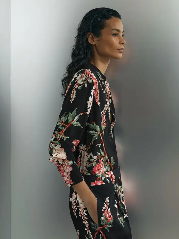 ATELIER Silk Chiffon Floral-print Leanna Shirt