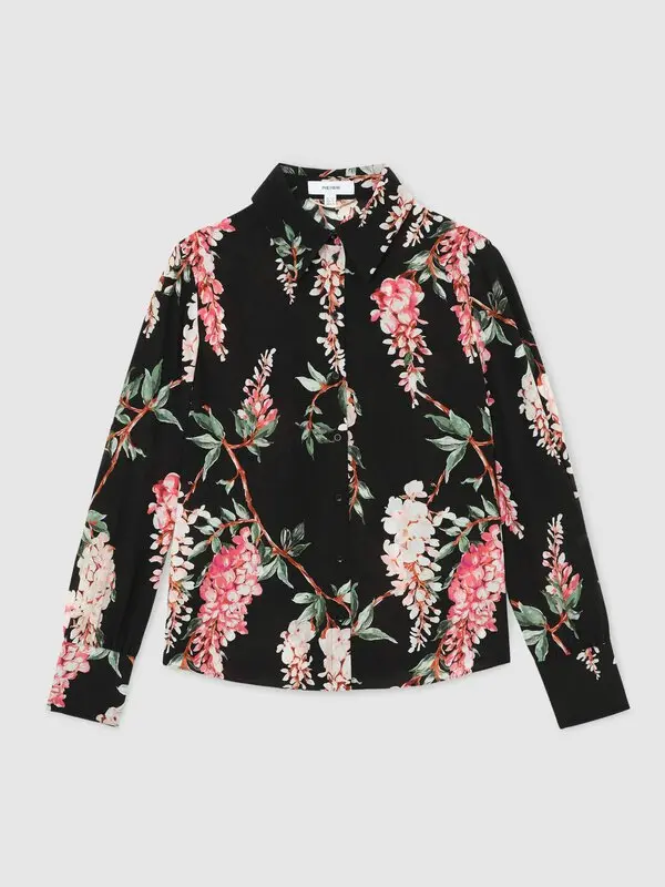 ATELIER Silk Chiffon Floral-print Leanna Shirt