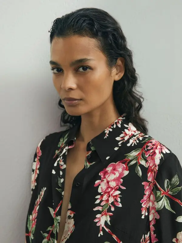 ATELIER Silk Chiffon Floral-print Leanna Shirt