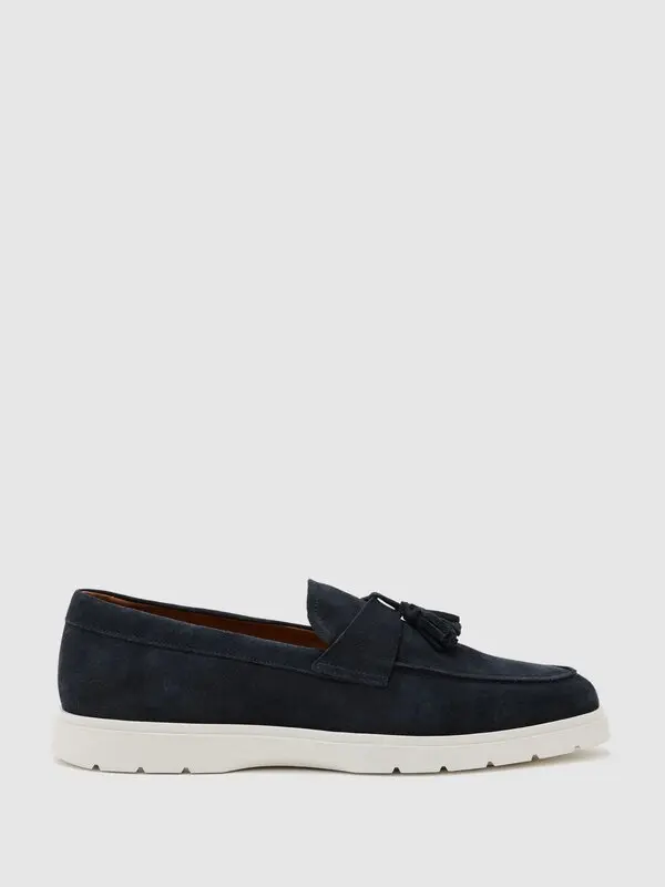 REISS Suede Tassel Loafers - Dark Navy
