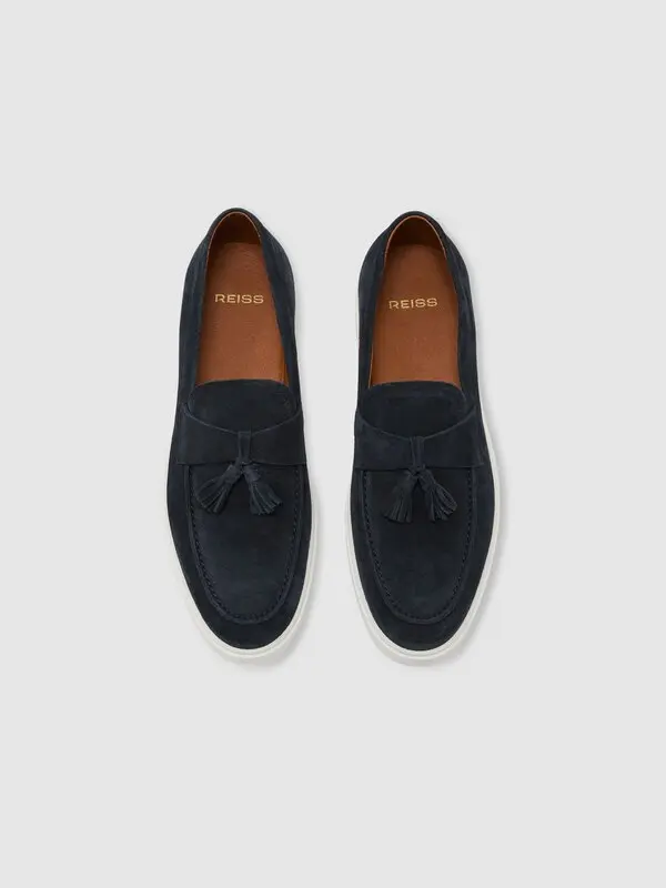 REISS Suede Tassel Loafers - Dark Navy