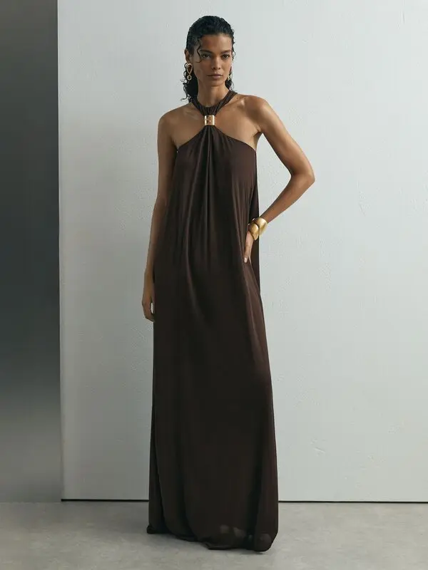 ATELIER Jersey Maxi Dress With Hardware Detail