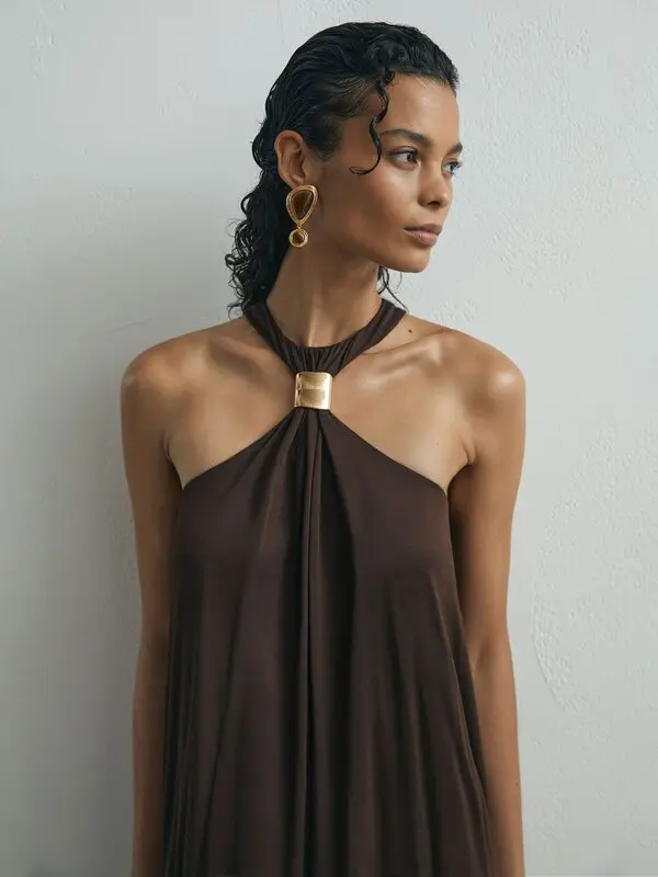 ATELIER Jersey Maxi Dress With Hardware Detail