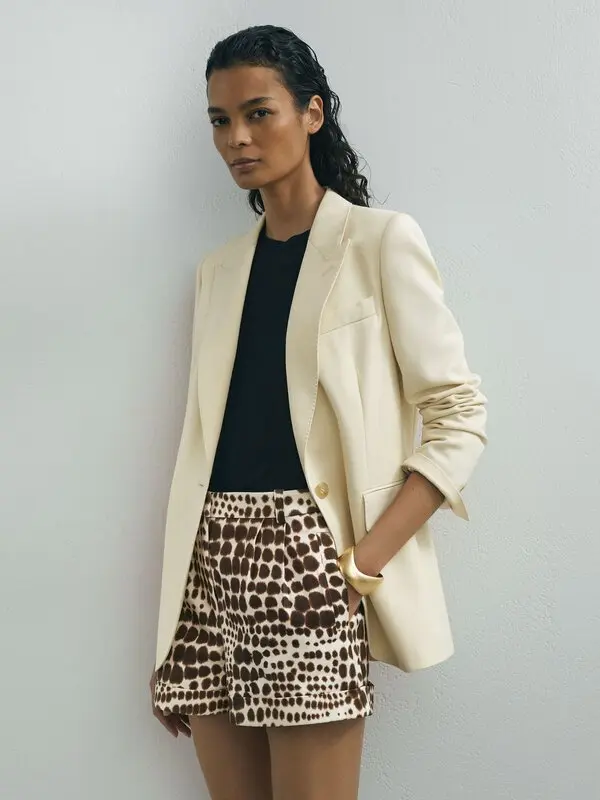 ATELIER Cotton Animal-print Tailored Shorts