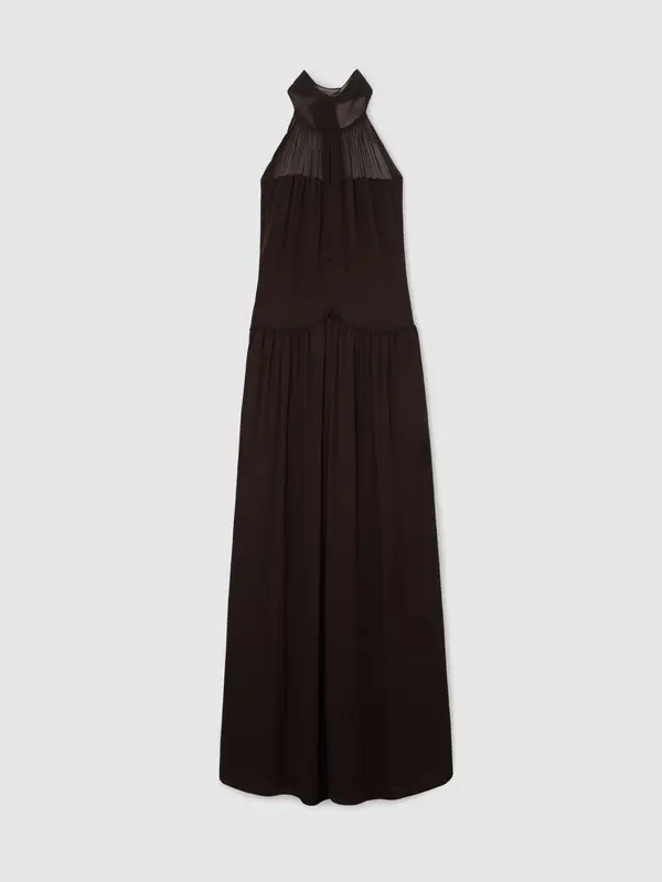 ATELIER Chiffon Draped Halterneck Maxi Dress