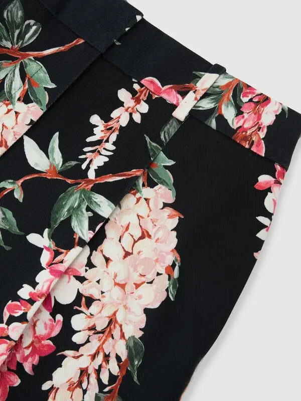 ATELIER Cotton Floral-print Tapered Trousers