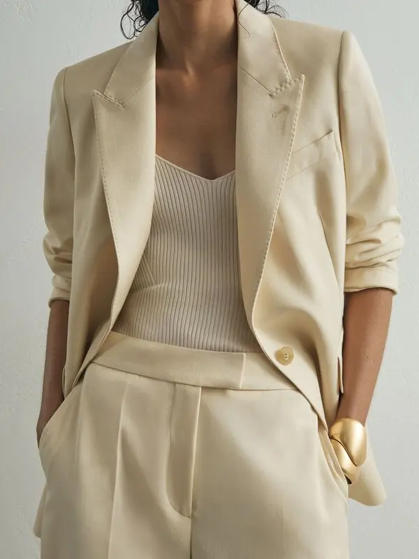 ATELIER Silk-wool Single-breasted Blazer - Cream