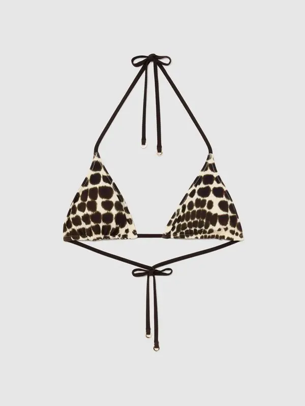 ATELIER Animal-print Reversible Bikini Top