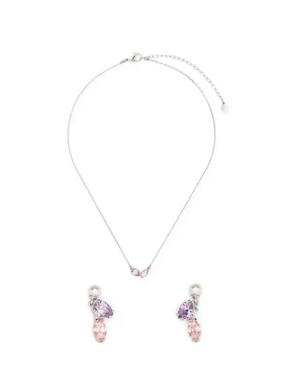 SWAROVSKI Crystal Earrings And Necklace Set - Silver