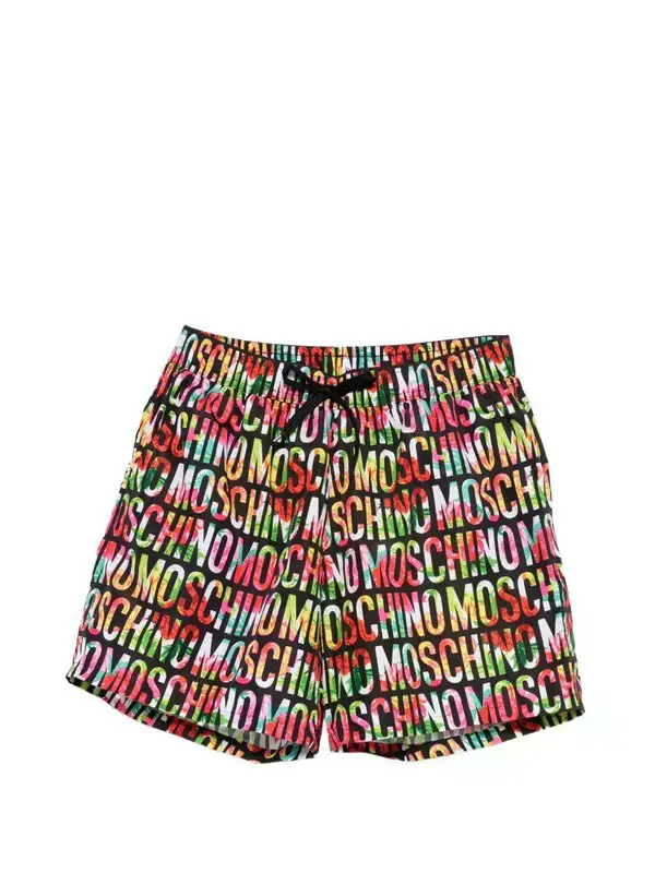 Moschino Logo Print Swim Shorts - Black