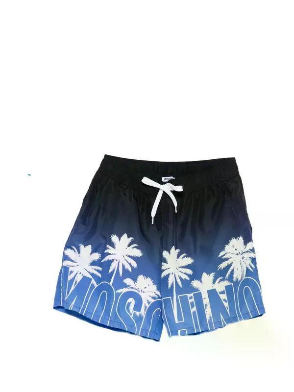 Moschino Palm-tree-print Swim Shorts - Blue
