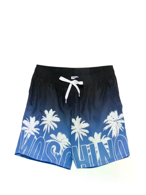 Moschino Palm-tree-print Swim Shorts - Blue