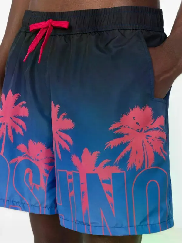 Moschino Palm-tree-print Swim Shorts - Blue