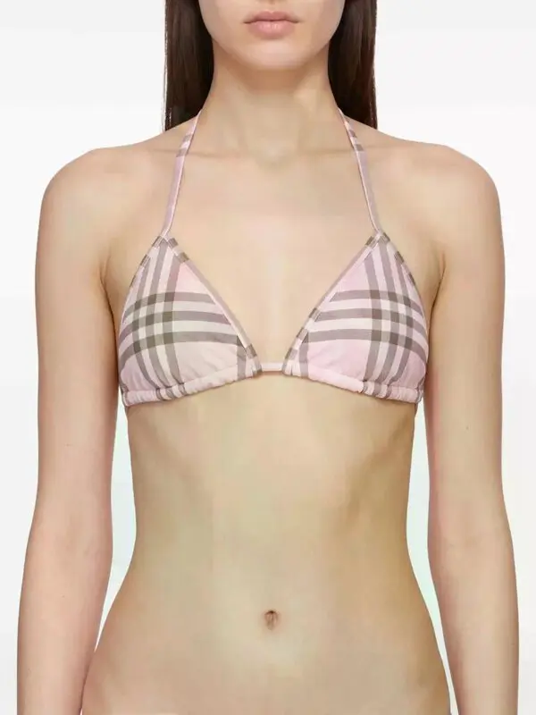 Burberry Check Print Halterneck Bikini Top - Pink