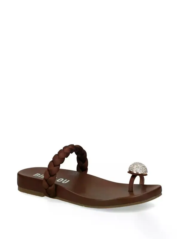 BIBI LOU Braided Rhinestone Sandals - Brown