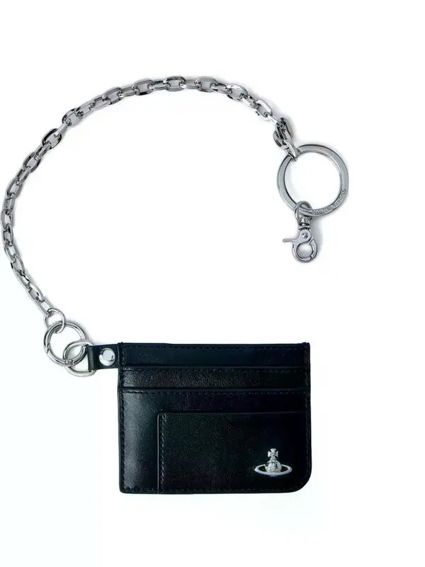 VIVIENNE WESTWOOD Chain Logo Leather Card Holder - Black