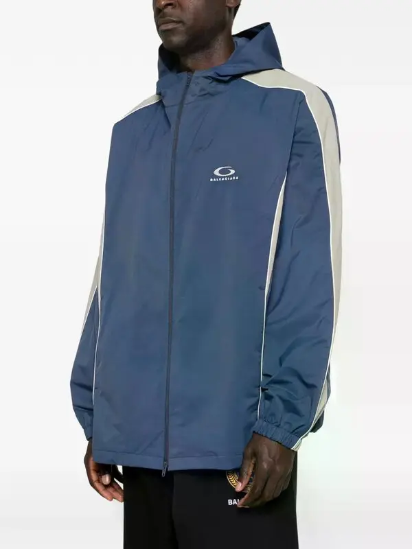 Balenciaga Logo-detail Hooded Sport Jacket - Blue