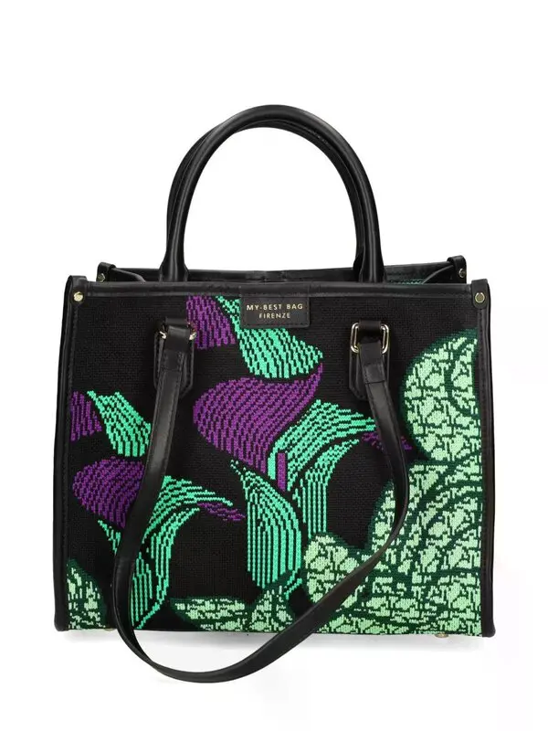MY BEST BAG FIRENZE Small Atena Biophila Floral Fabric Tote Bag - Black
